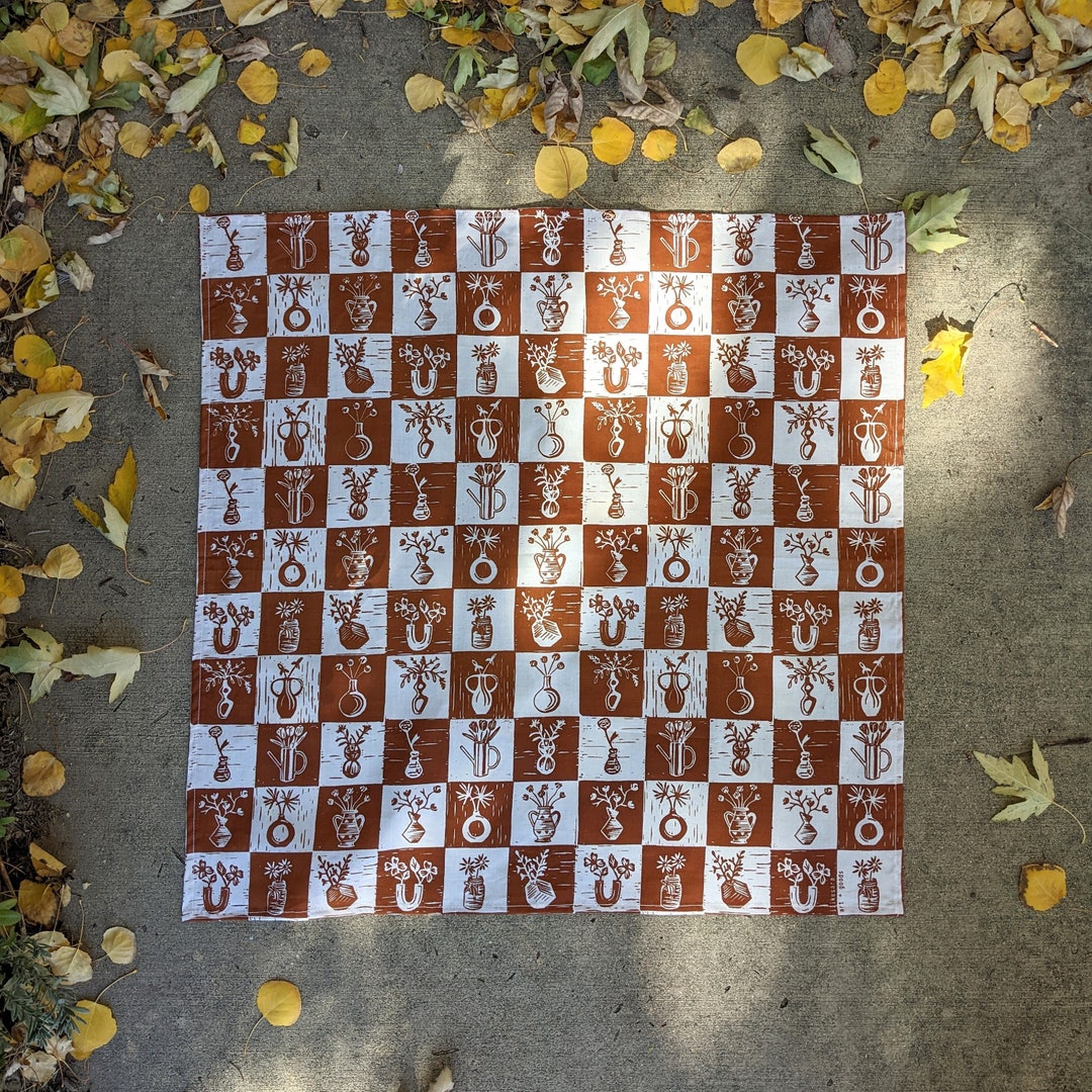 Bandana Checkered Bandana Floral Bandana Flower Bandana - Etsy