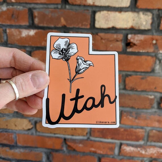 Utah art Sego lily sticker Utah sticker flower sticker state outline ...