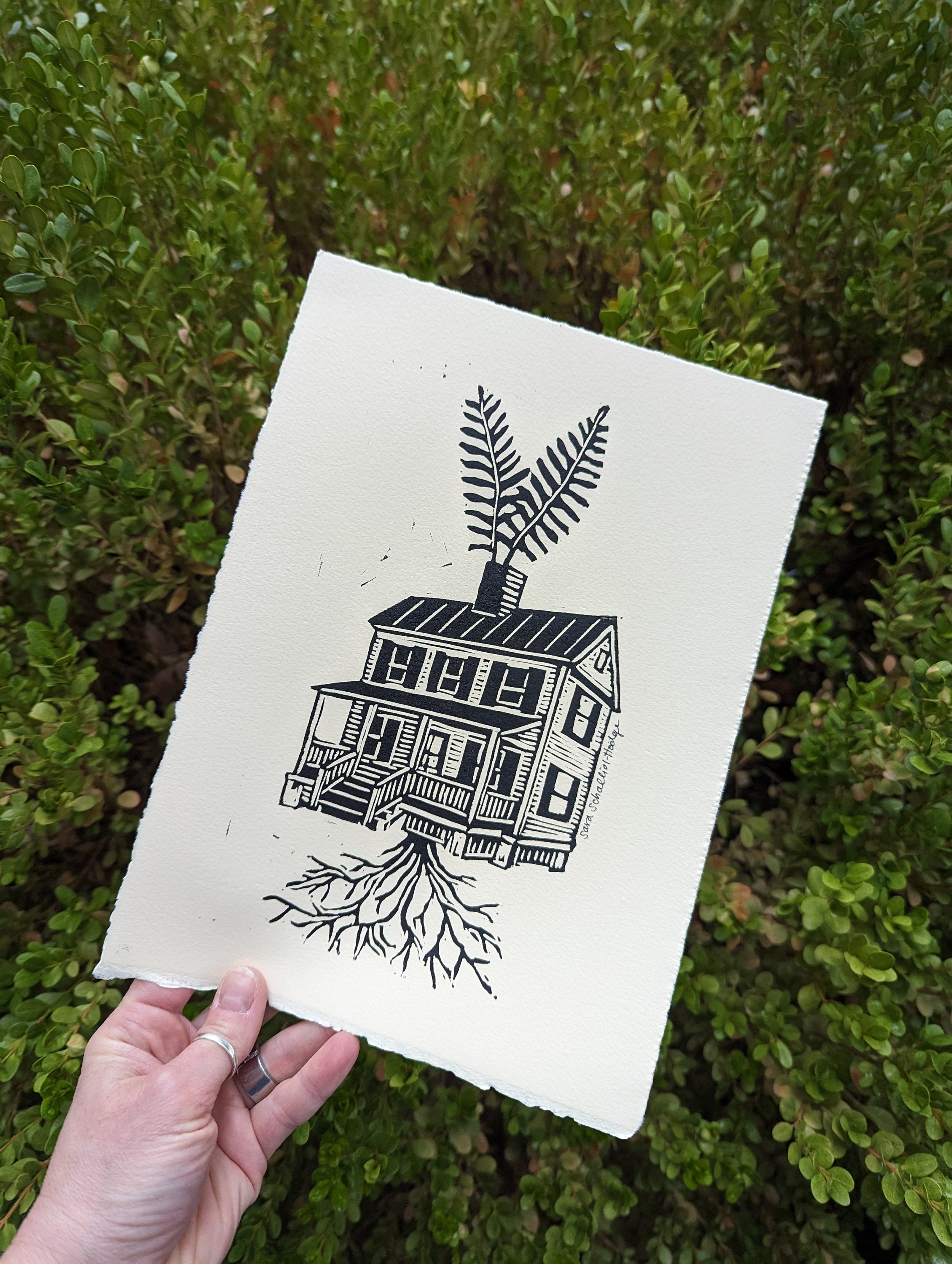 Fern Cabin Block Print: Handprinted Linocut Art - Etsy