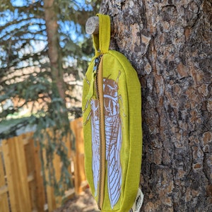 Cicada Zipper Pouch: Hand Screenprinted Cotton Canvas Pencil Bug Insect ...