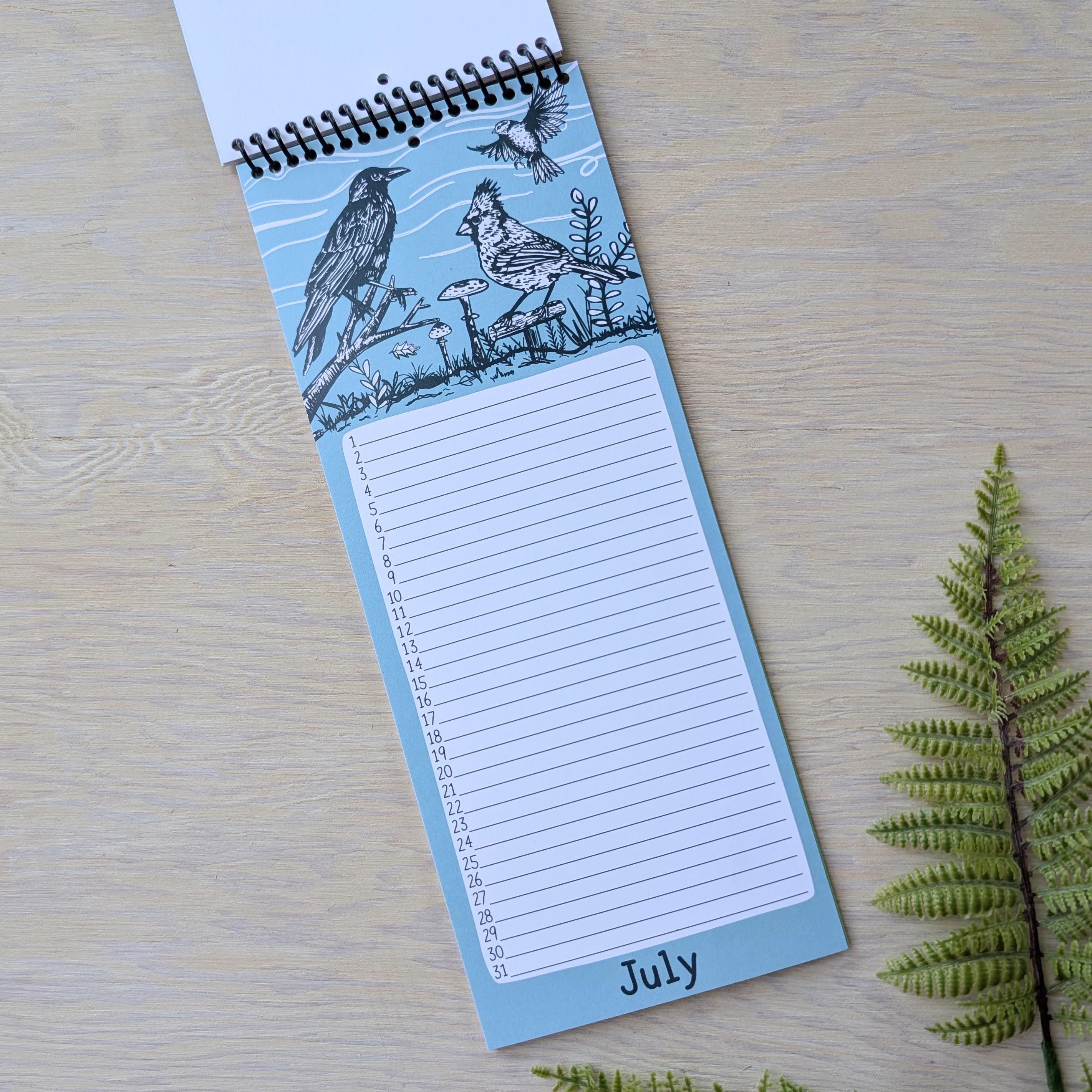 Nature Perpetual Calendar: Woodland Art Desk or Wall Perrennial Forest ...