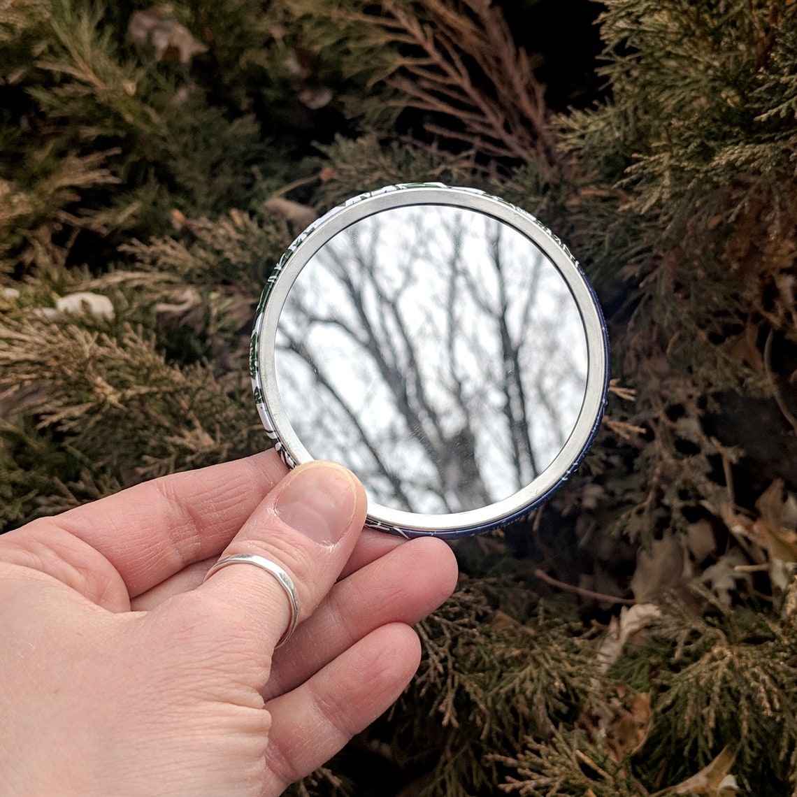Pocket mirror camping mirror camp mirror tent linocut | Etsy