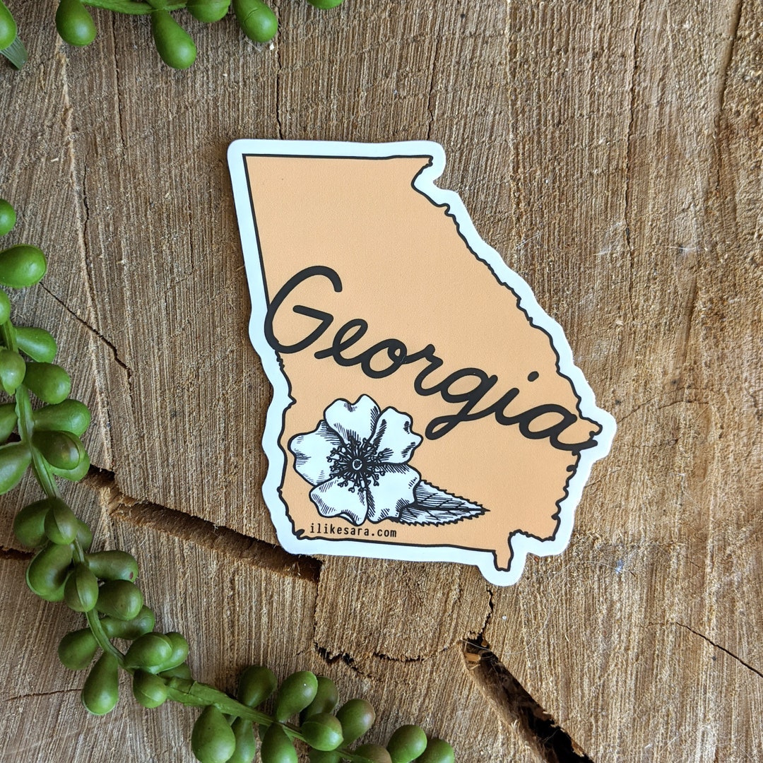 Georgia Sticker | Flower Sticker | State Sticker | Georgia Art | State ...