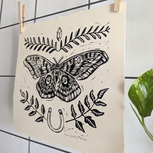 Block Print Moth | Moth Print | Moth Blockprint | Moth Linocut | Moth ...
