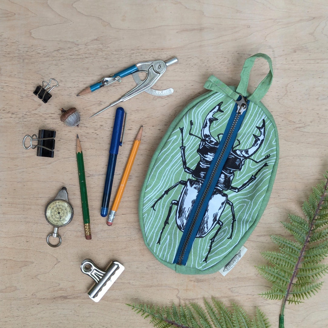 Zipper Pouch | Bug Pencil Bag | Pencil Pouch | Stag Beetle Gift | Stag ...