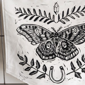 Block Print Flag | Block Print Pennant | Moth Block Print | Moth Print ...