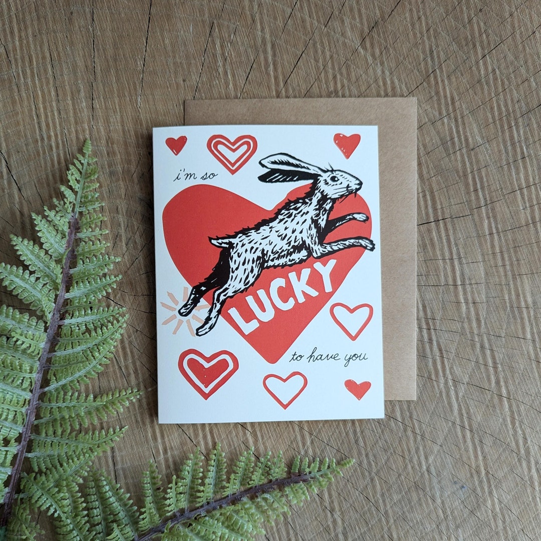 Valentine Card | Lucky to Have You Card | Valentine | Vday Card | Bunny ...