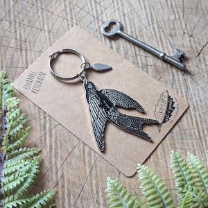 Silver Enamel Bird Keychain: Birder Gift Stocking Stuffer - Etsy