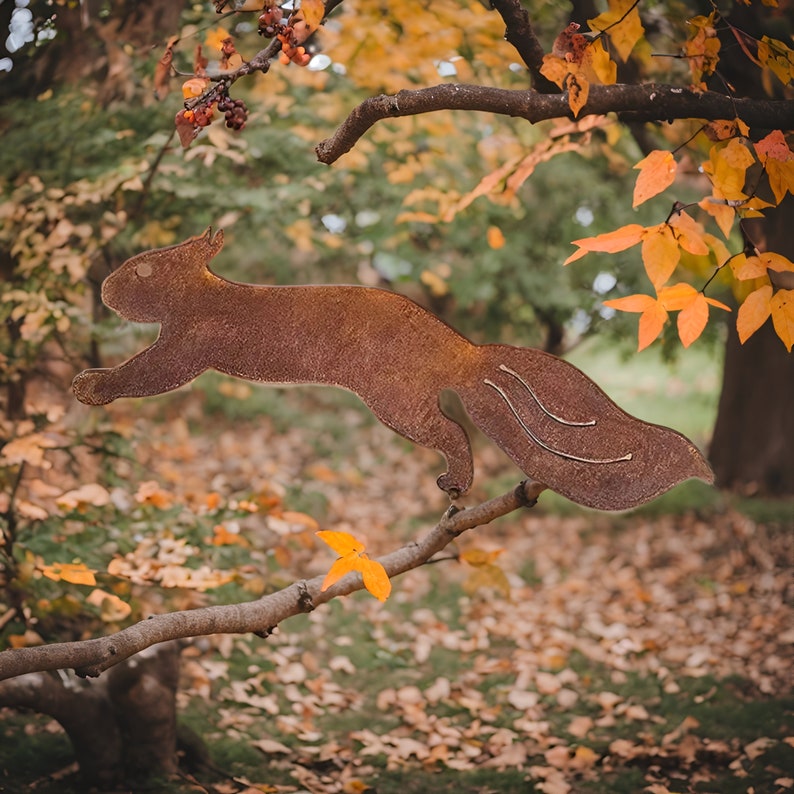 Rusty Metal Squirrel - Steel Animal Decoration - Rusted Garden Decor - Etsy