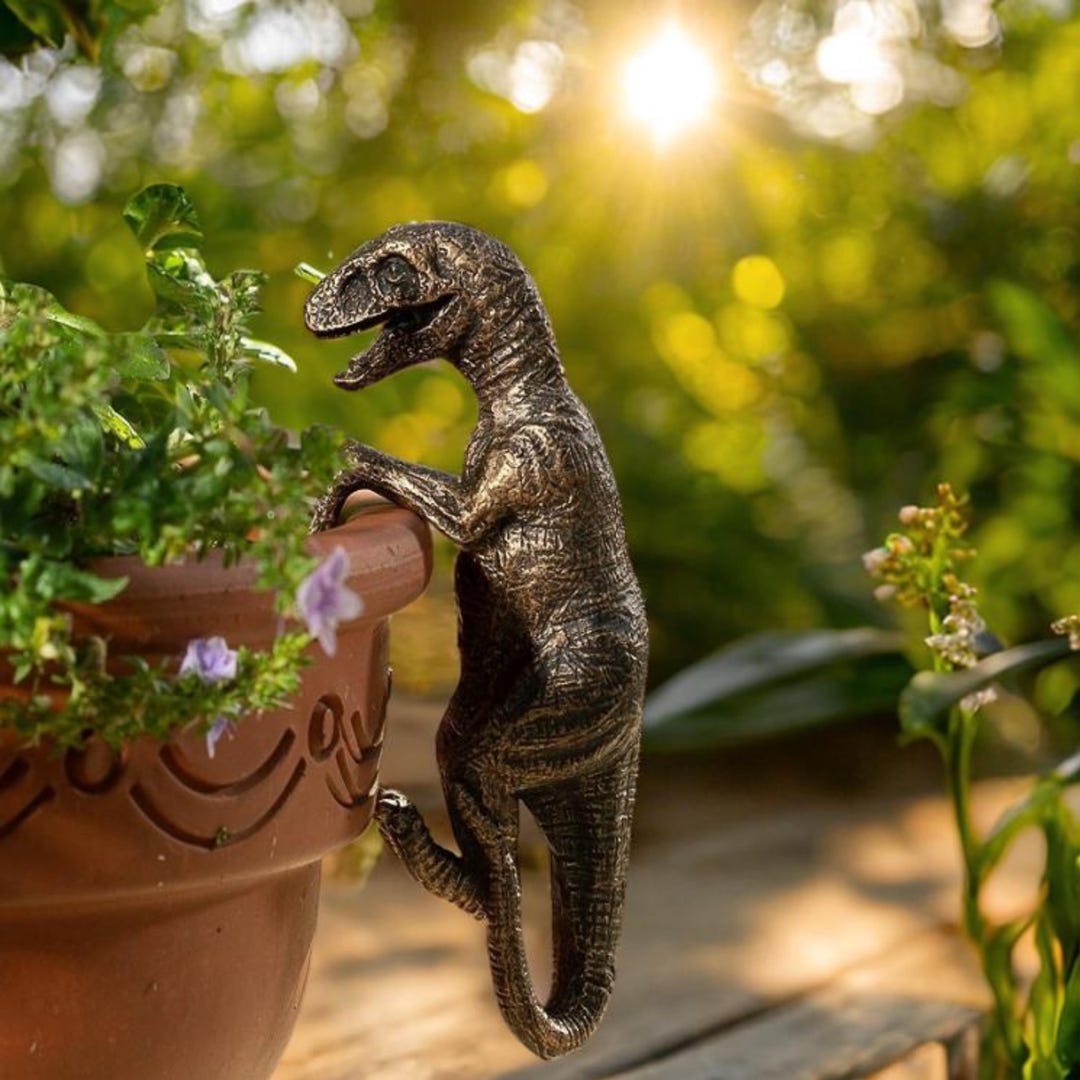 Playful Dinosaur Pot Climber | Unique Garden Decor | Gift for Plant ...