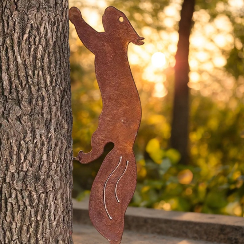 Rusty Metal Squirrel - Steel Animal Decoration - Rusted Garden Decor - Etsy
