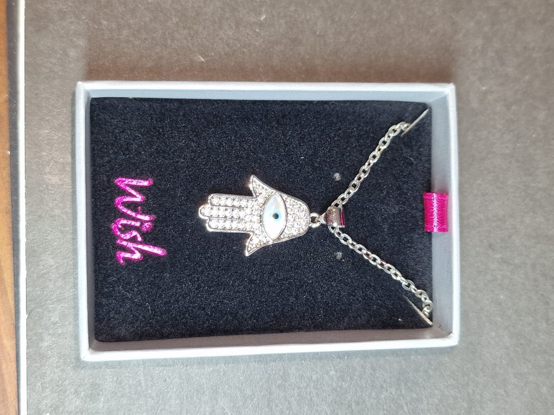 00000 - 'hamza Hand With All Seeing Eye' Necklace, Rhodium Plated, 18 ...