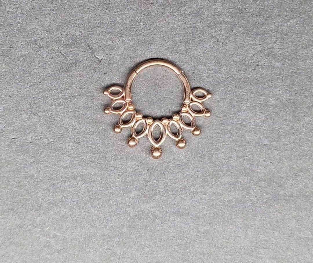 Hinged Ring, Mandala Style Design, Rose Gold, Septum, Helix, Daith, UK ...