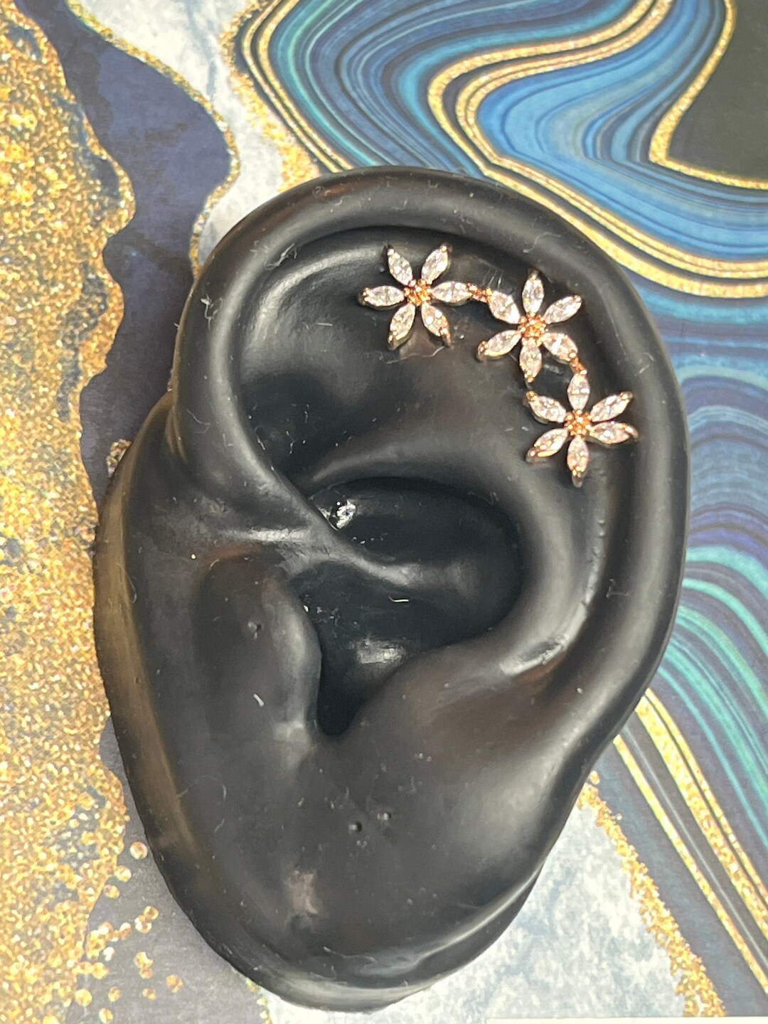 Large 3 Marquise CZ Flowers 316L Surgical Steel Cartilage, Tragus ...