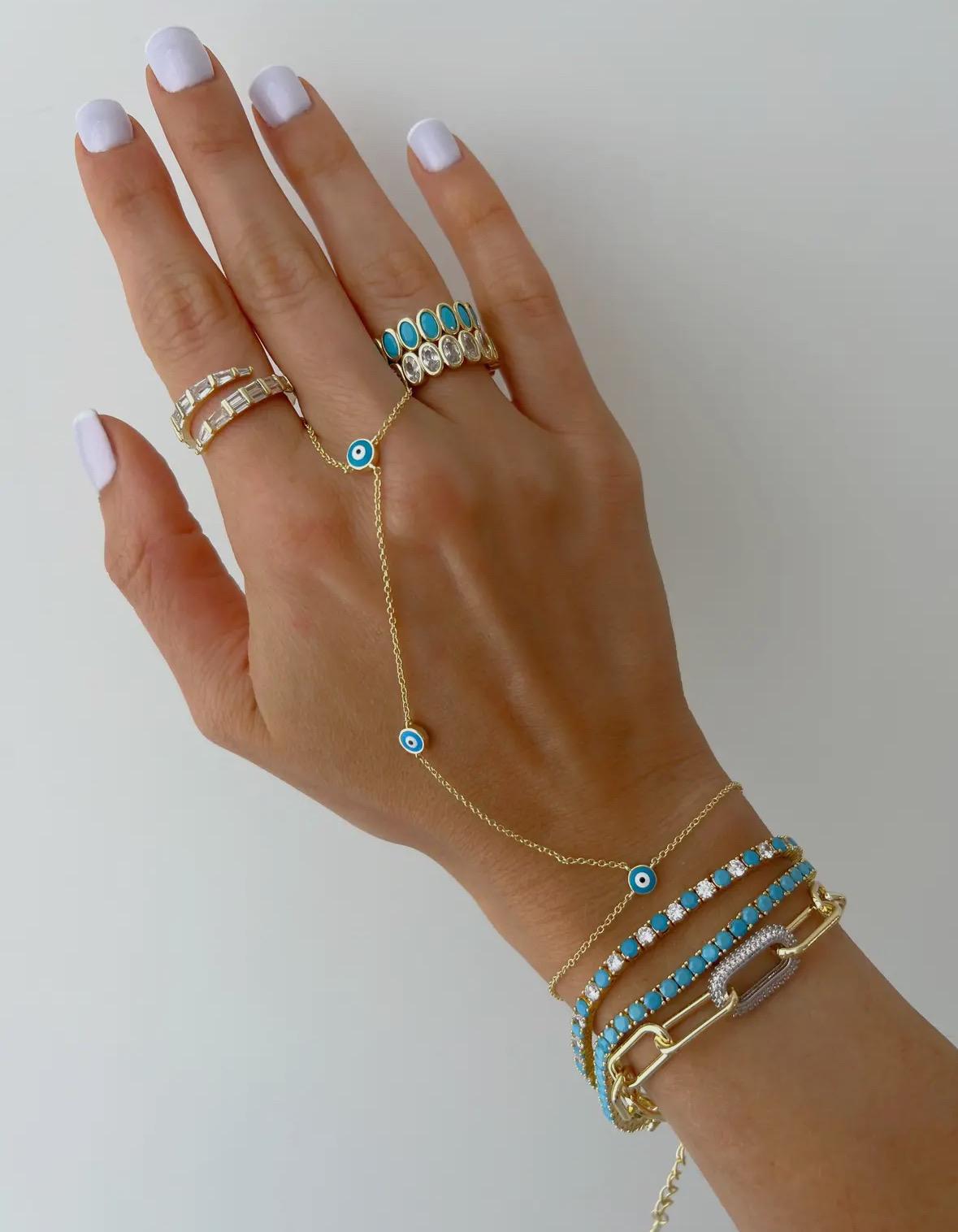 Evil Eye Protection Hand Chain - Etsy