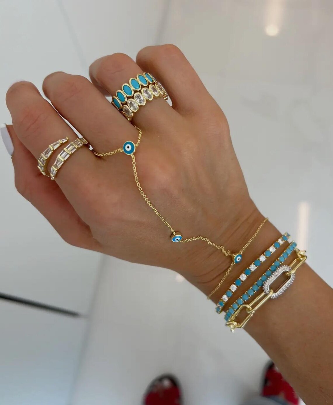 Evil Eye Protection Hand Chain - Etsy