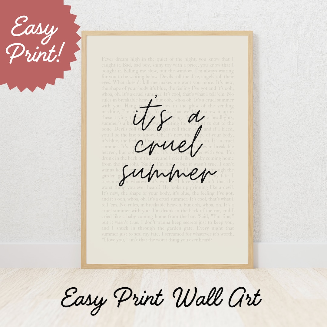 Cruel Summer Taylor Swiftie, Printable Poster, Song Lyrics, Swiftie Art ...