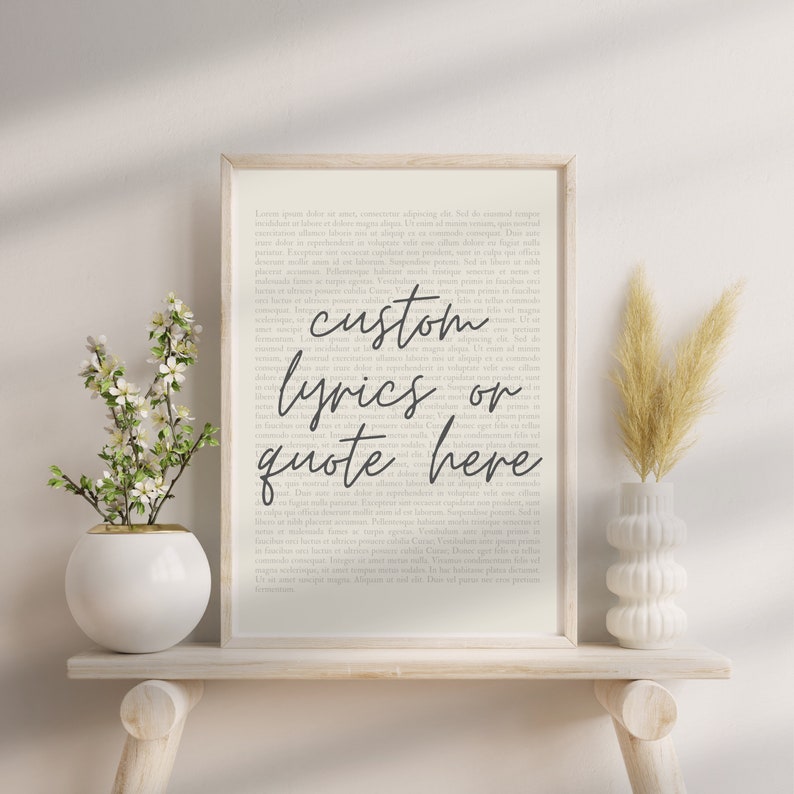 Custom Lyrics Printable Poster, Simple Design, Personalized Poster ...
