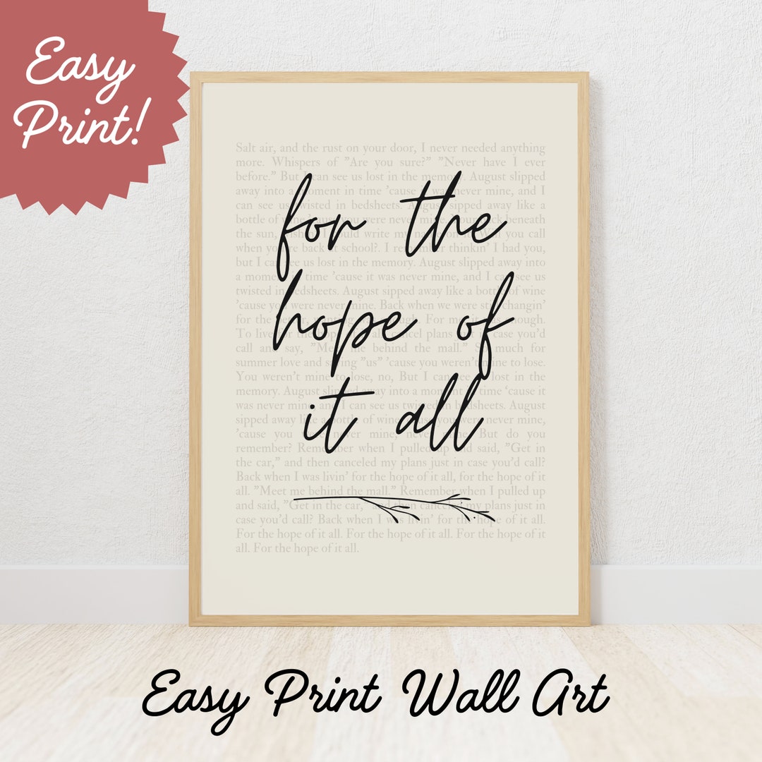 August Taylor Swiftie Printable Poster, Digital Download, Song Lyrics ...