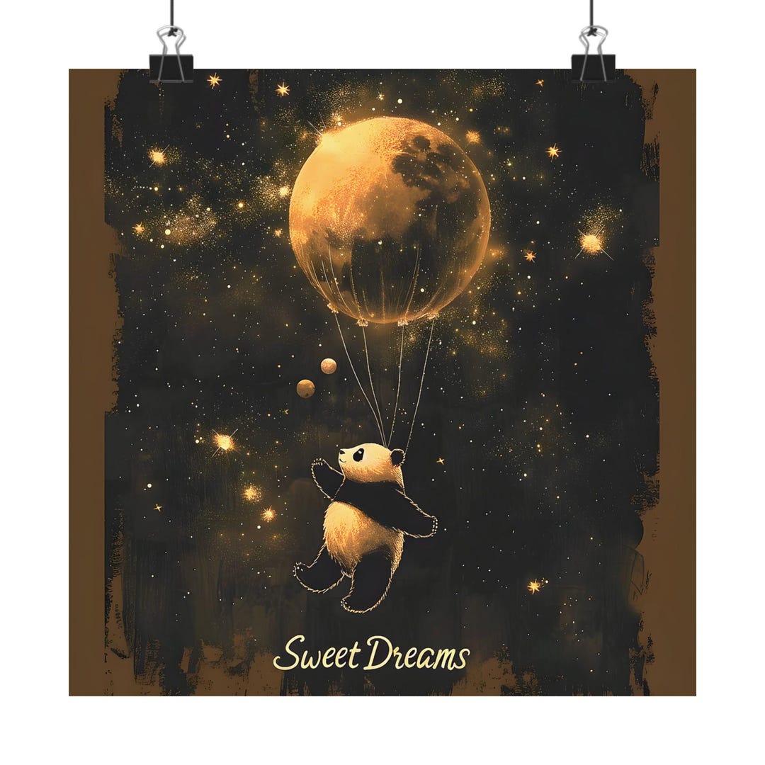 Sweet Dreams Panda Poster, Goodnight Moon Art, Aesthetic Fantasy Art ...