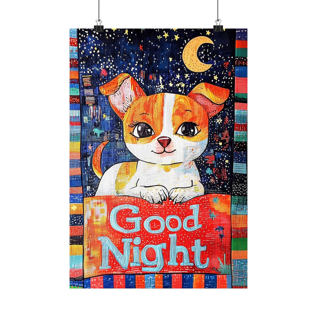 Cute Cat Moon Postera Cute Cat Poster, Good Night, Sweet Dreams ...