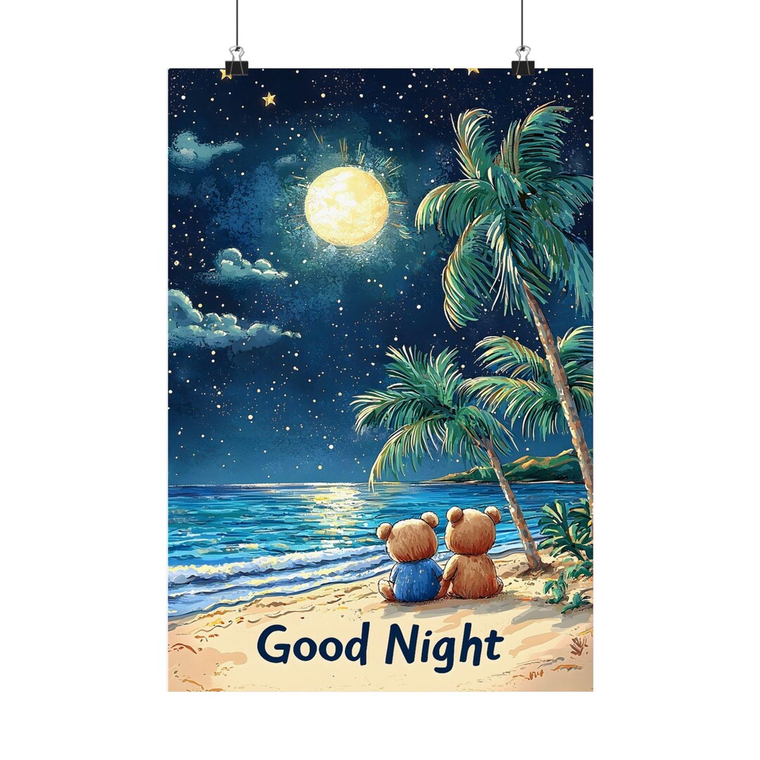 Good Night Wall Art, Seaside Dreams Art Print, Matte Vertical Posters ...