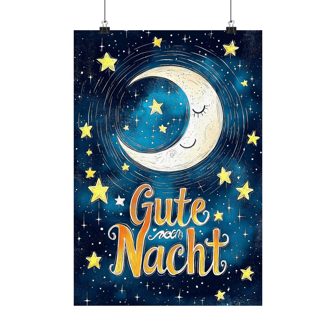 Good Night Starry Nighttime Art Print Matte Vertical Posters Good Night ...