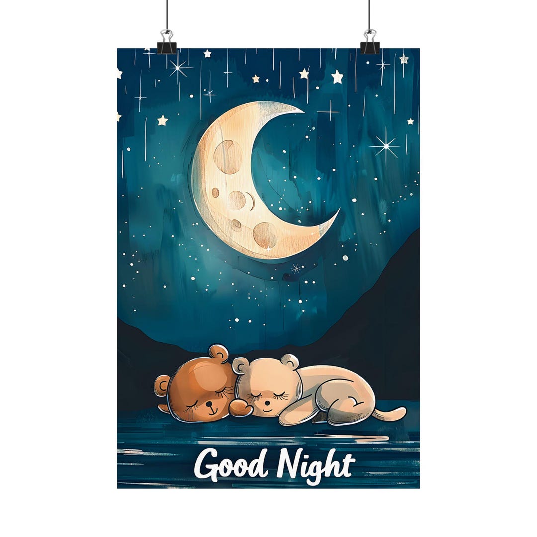 Goodnight Moon Art, Bear Art, Matte Vertical Poster Wall Art, Aesthetic ...