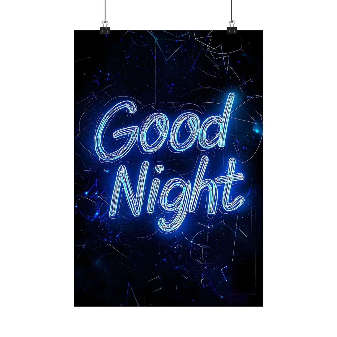 Neon Good Night Modern Minimalist Art Print, Matte Vertical Posters ...