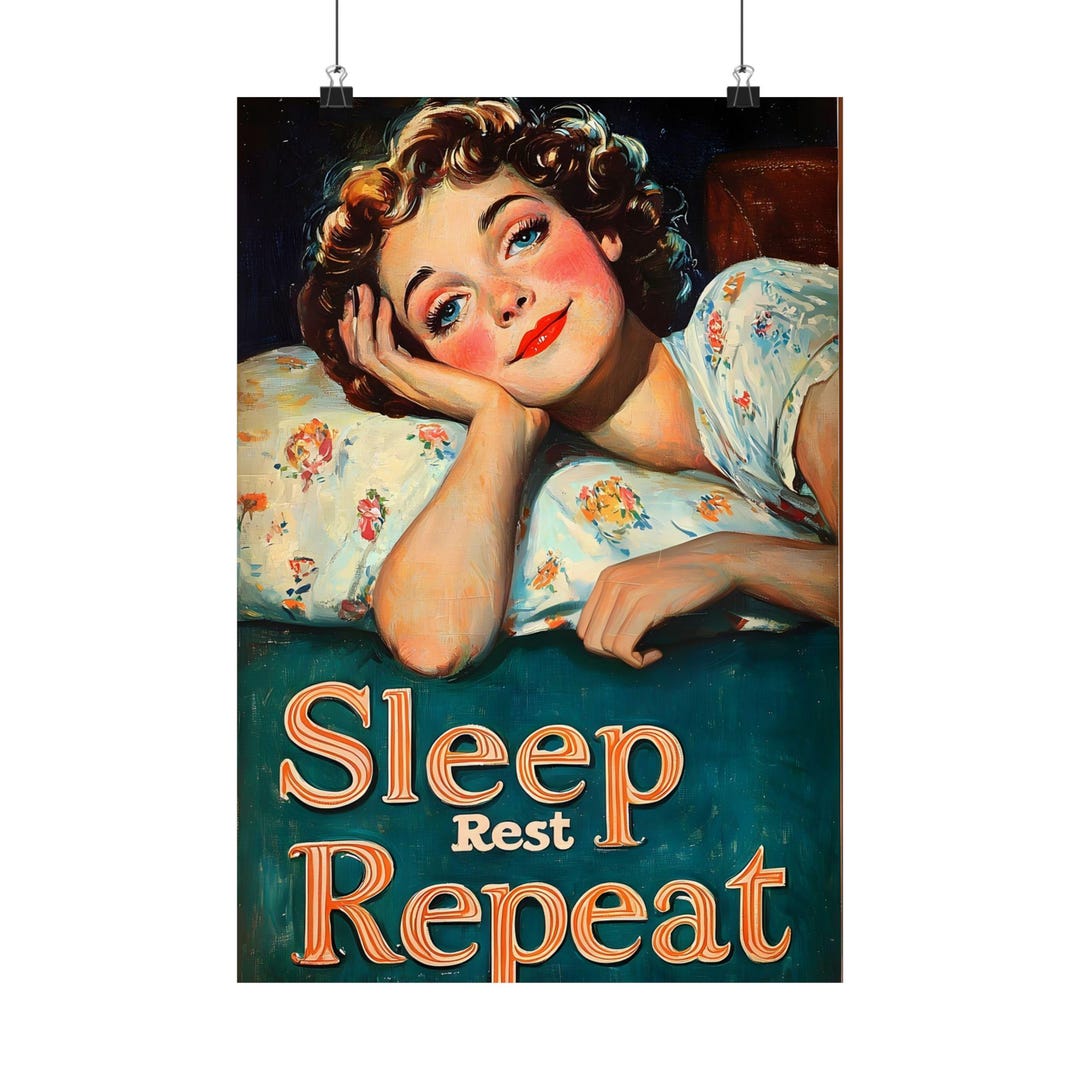 Sleep, Rest, Repeat Whimsical Art Print, Matte Vertical Posters ...