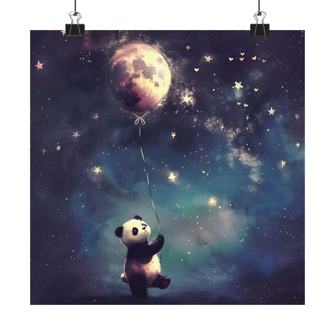 Panda Poster, Goodnight Moon Art, Matte Vertical Poster Wall Art ...