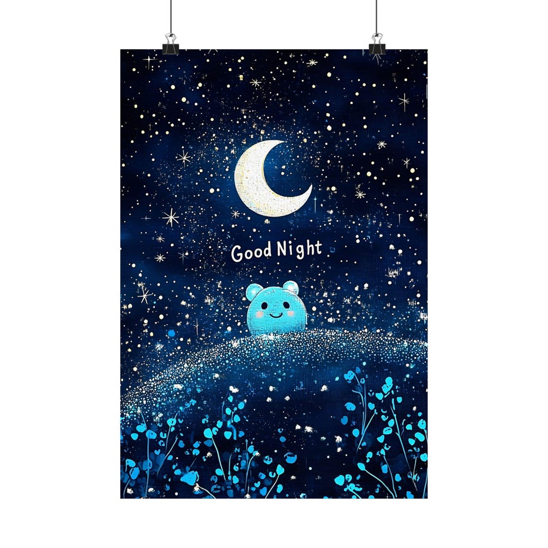 Good Night, Whimsical Nighttime Art Print, Matte Vertical Posters ...