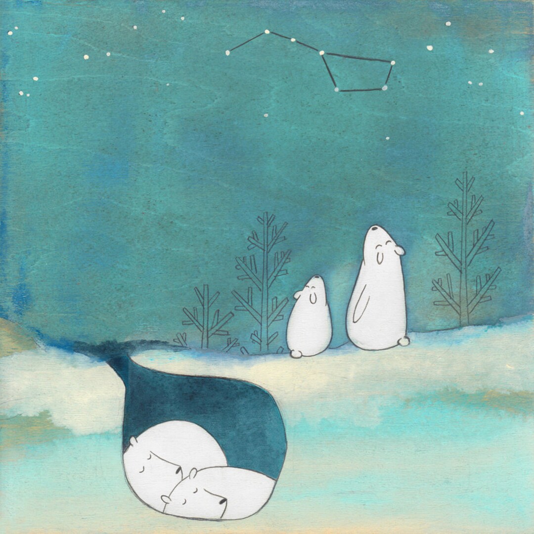 Square Versions the Big Dipper Art Print polar Bears Sleeping in Snow ...