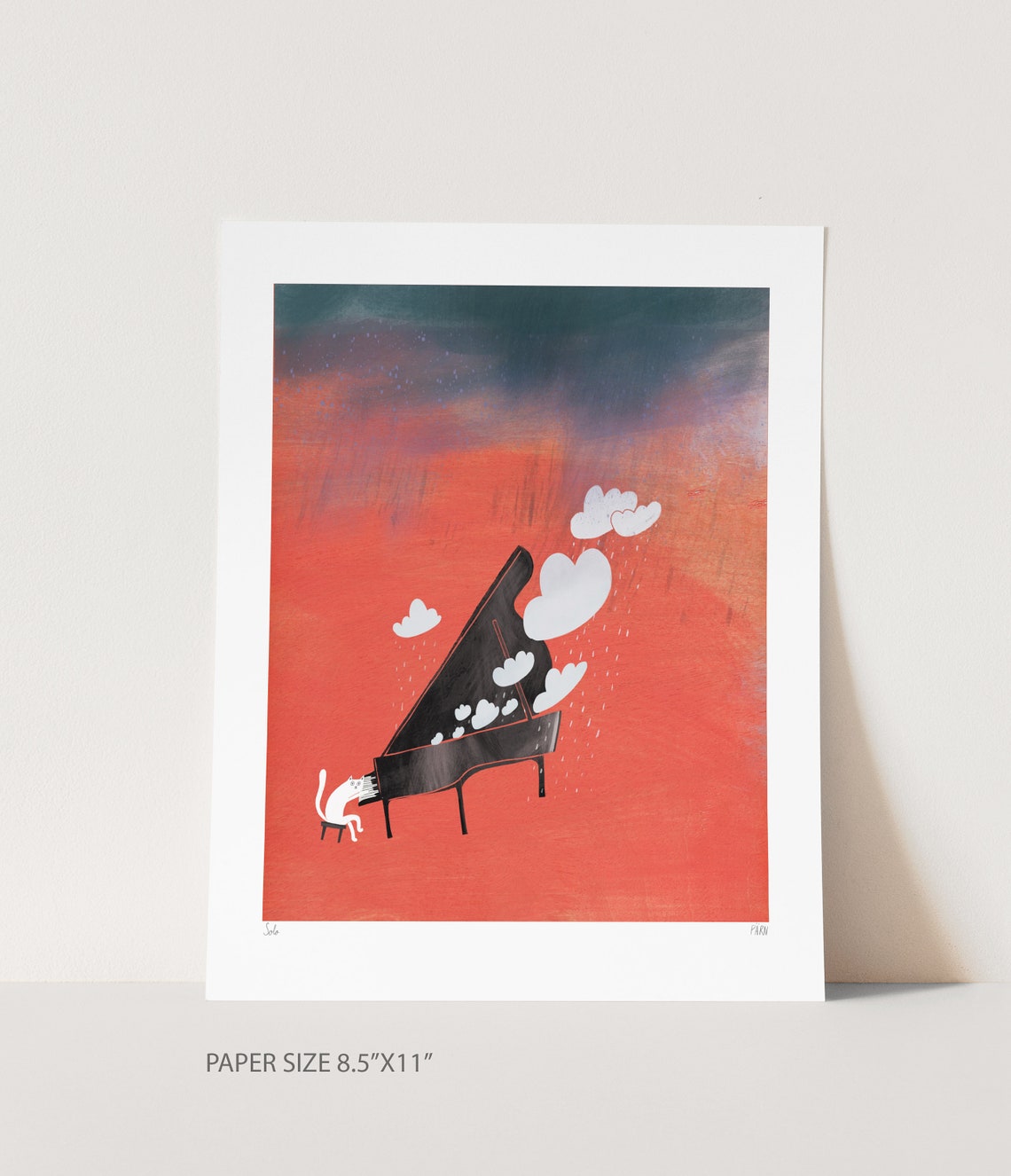 Solo cat Playing Piano Art Print | Etsy