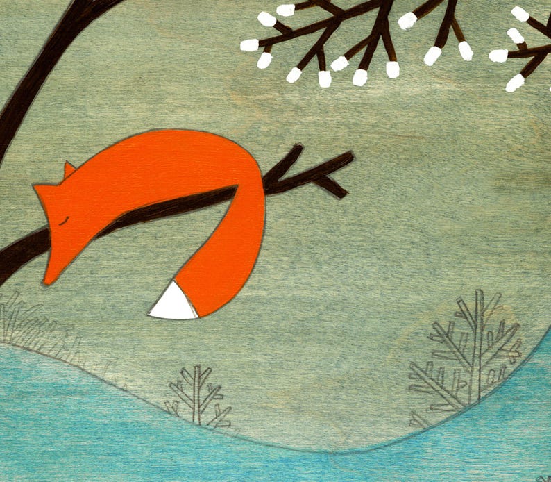 Fox on Sunday - Art Print - Etsy