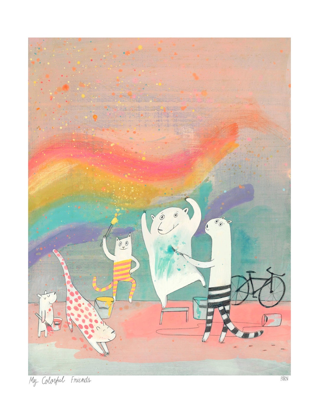 My Colorful Friends - Art Print of Animals Painting Each Other in ...