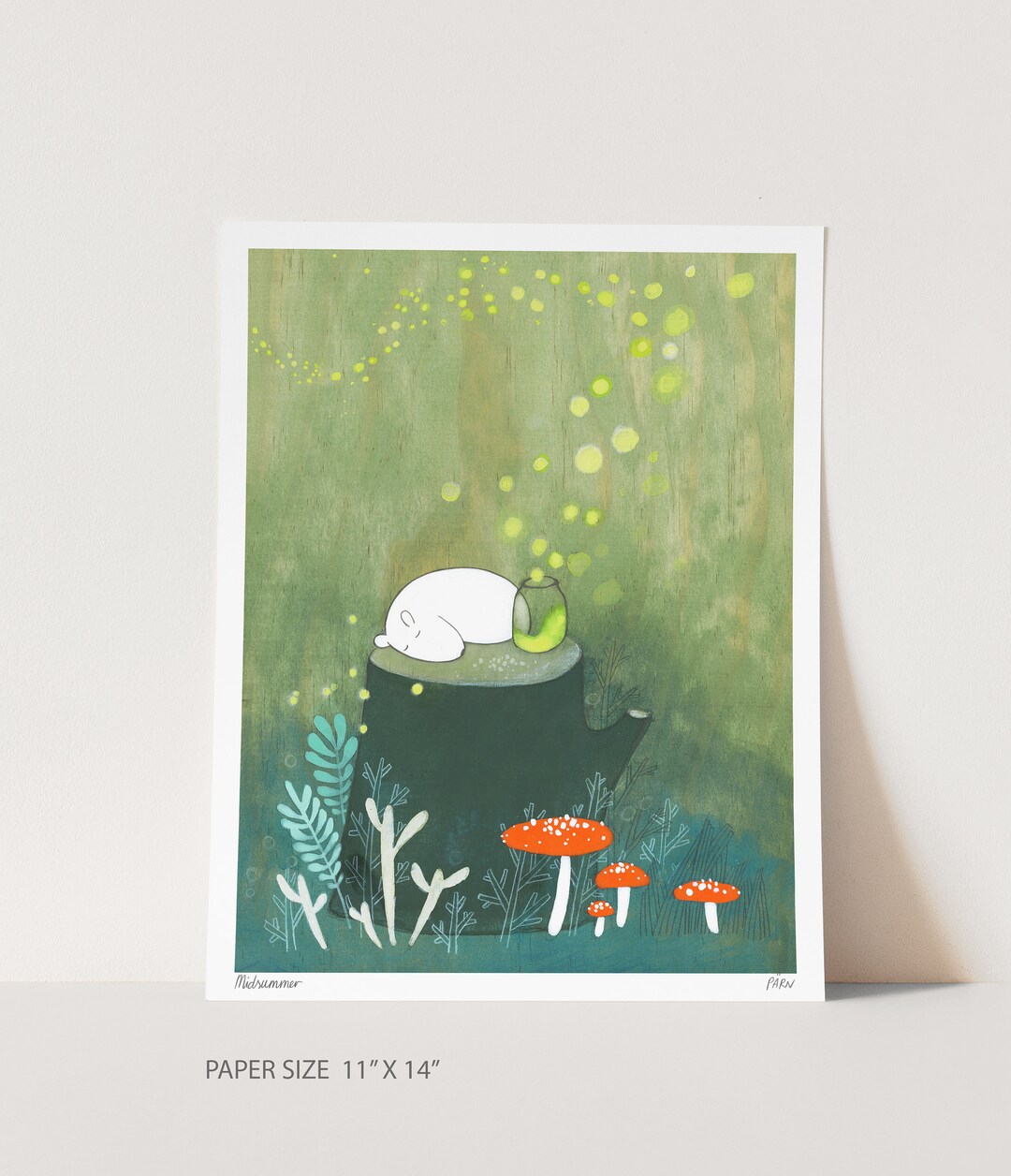 11"x14" Large Art Print - Midsummer. Bear Sleeping in Enchanted Forest ...
