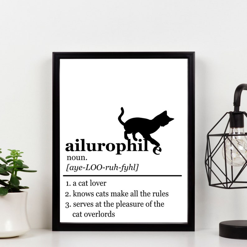 Cat Lover Definition Printable | Ailurophile Definition Printable | Cat ...