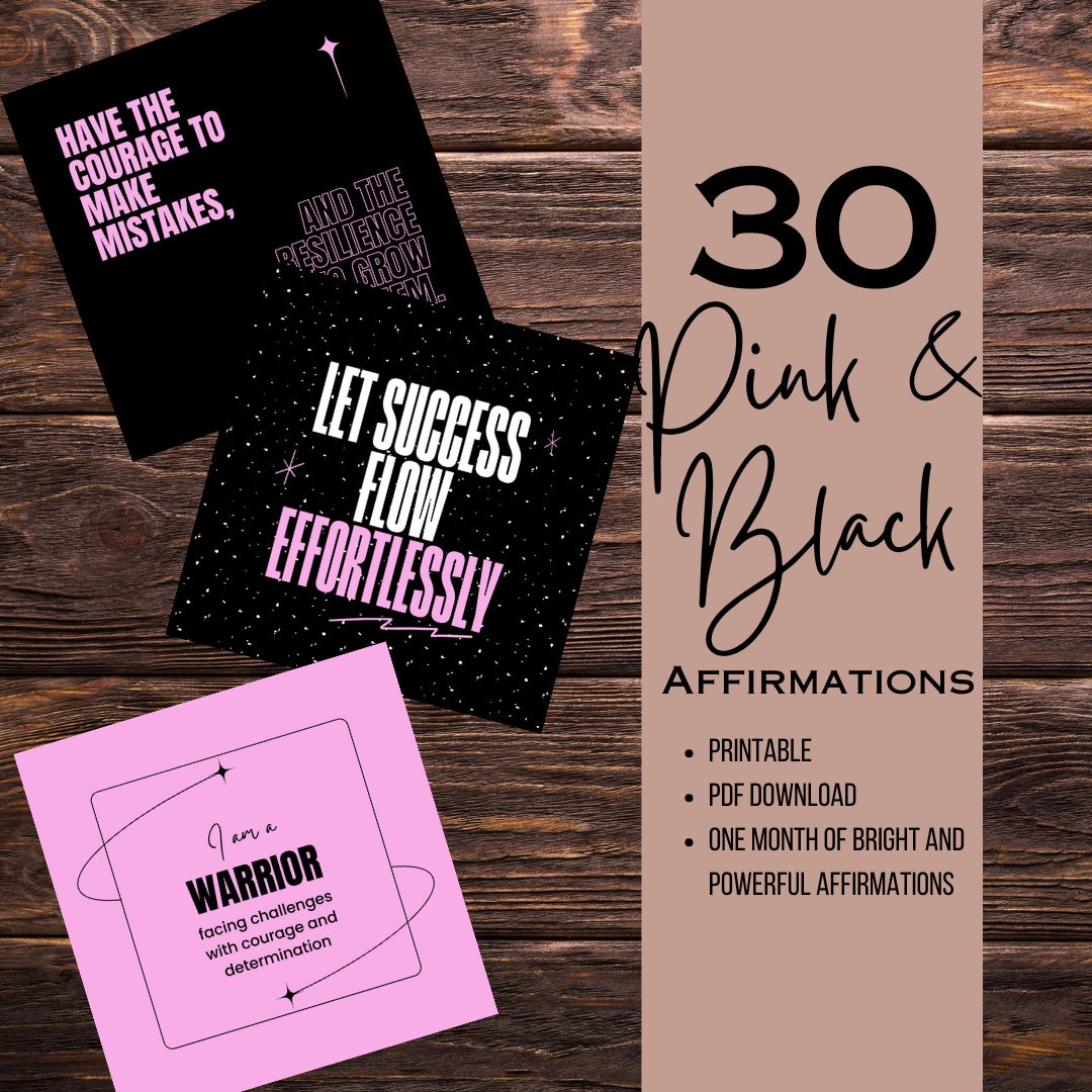 Pink and Black Power Affirmation Cards for Power Queens - Set of 50 ...
