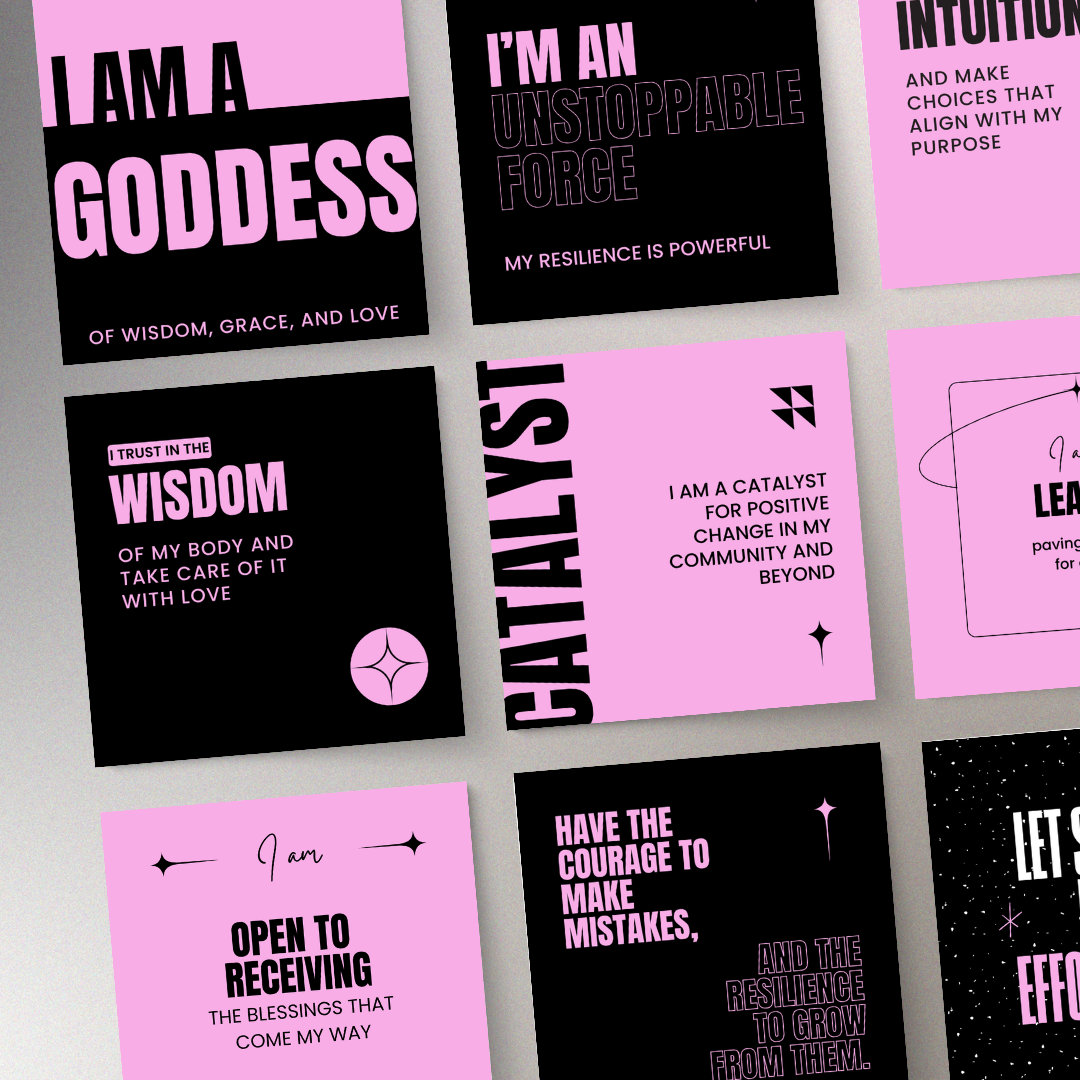 Pink and Black Power Affirmation Cards for Power Queens Set - Etsy