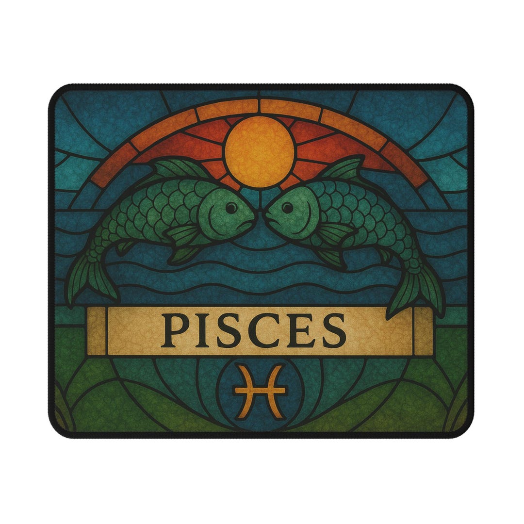 Mouse Pad, Pisces Stained Glass Zodiac Desk Mat, Astrology Gift, Office ...