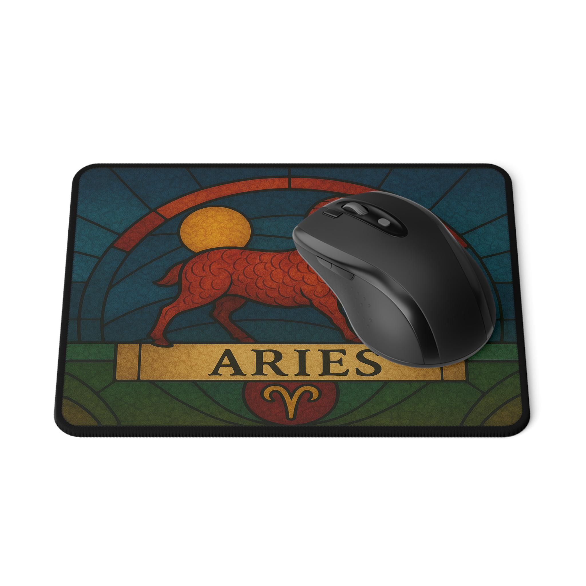 Gaming Mouse Pad, Aries Stained Glass Zodiac Desk Mat, Astrology Gift ...