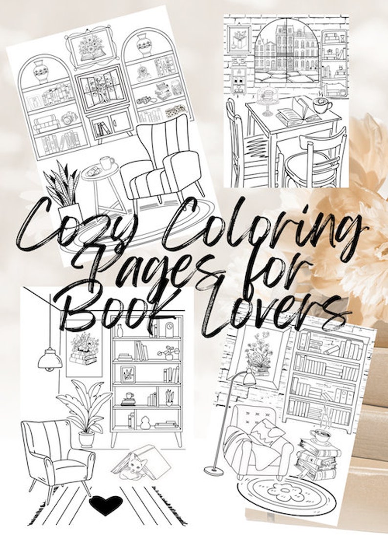 Cozy Coloring Pages for Book Lovers|inviting Coloring Pages for Reading ...