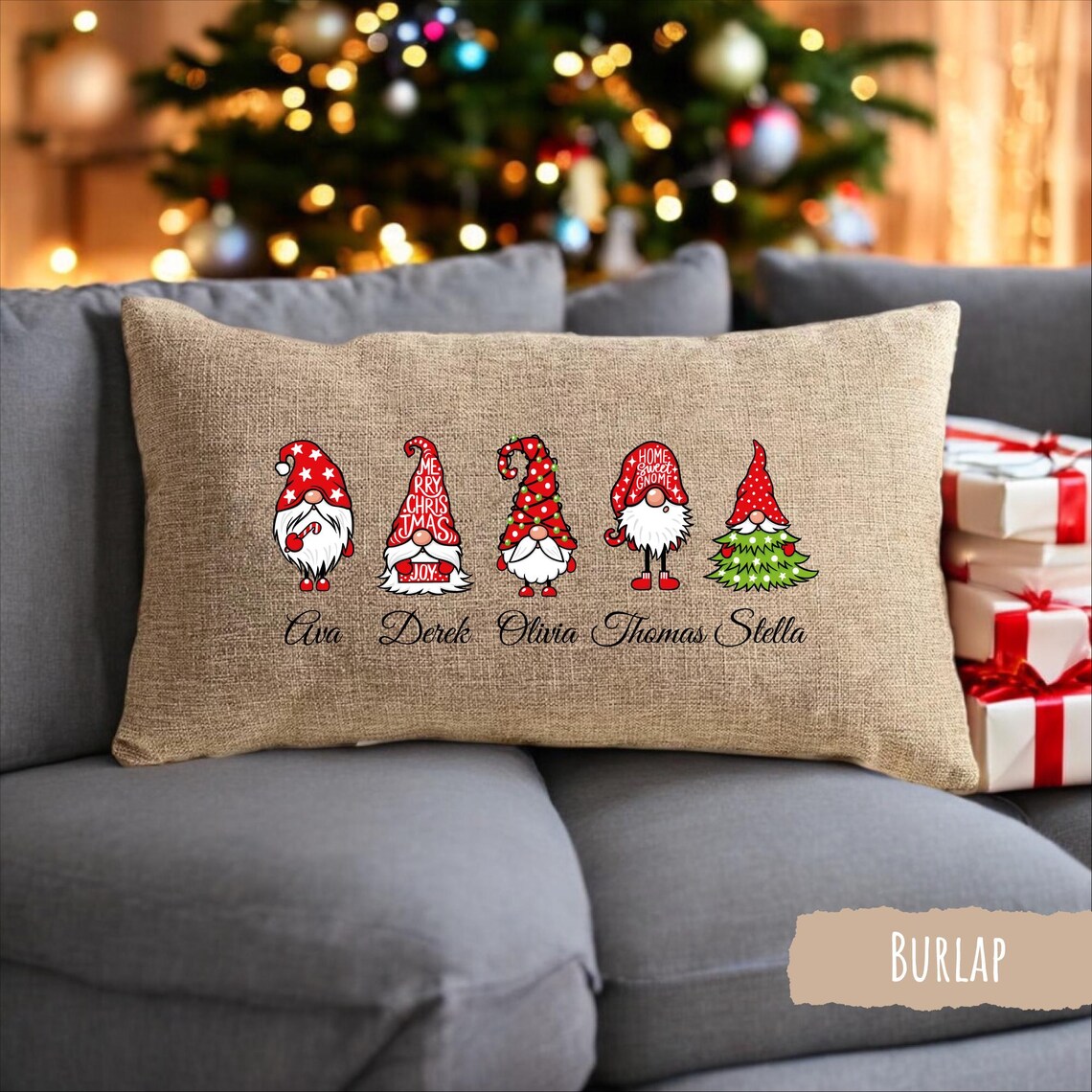Christmas Gift, Christmas Gnome Pillow, Custom Name Pillow ...