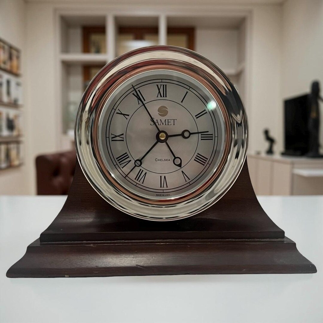 Chelsea Boston Clock Co. 6" Shipstrike Nickel-plated Brass Mantel Clock ...