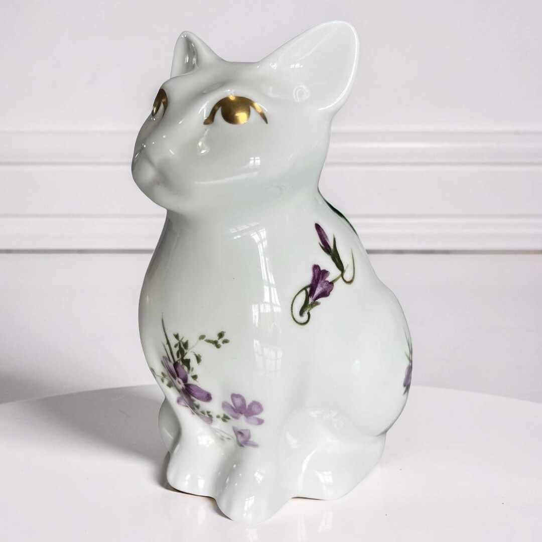 Hammersley Bone China Cat Figurine Victorian Violets Design Made in ...