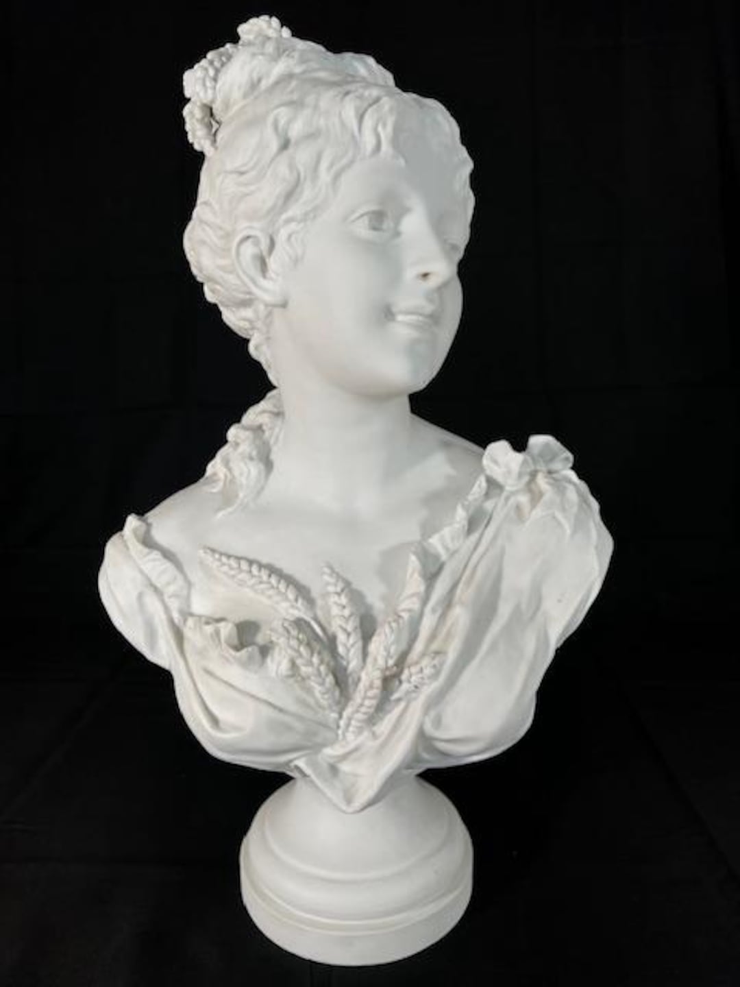 Antique Porcelain Bisque Bust -" Young Woman With Wheat " by French ...