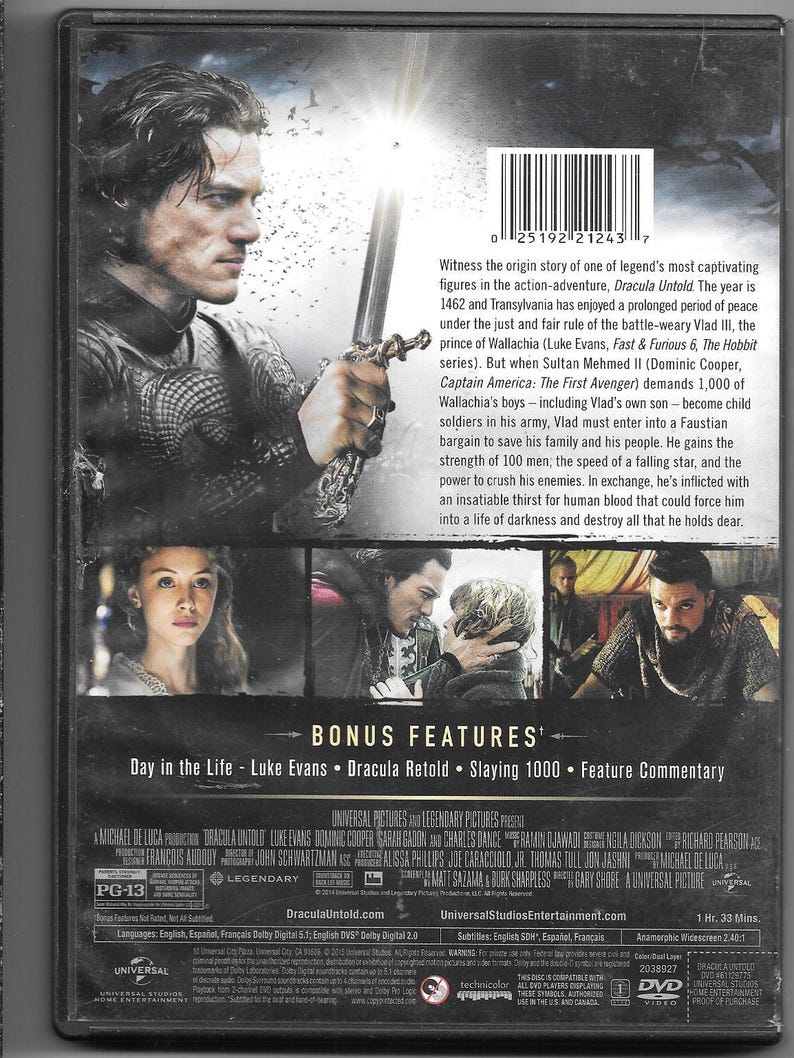 Dracula Untold Universal DVD W/bonus Looks Plays Very Well - Etsy