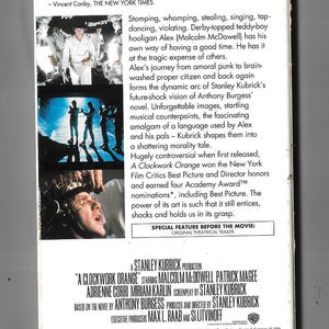VTG VHS A Clockwork Orange 1971 Warner Bros. 1999 Non Rental Tape Plays ...
