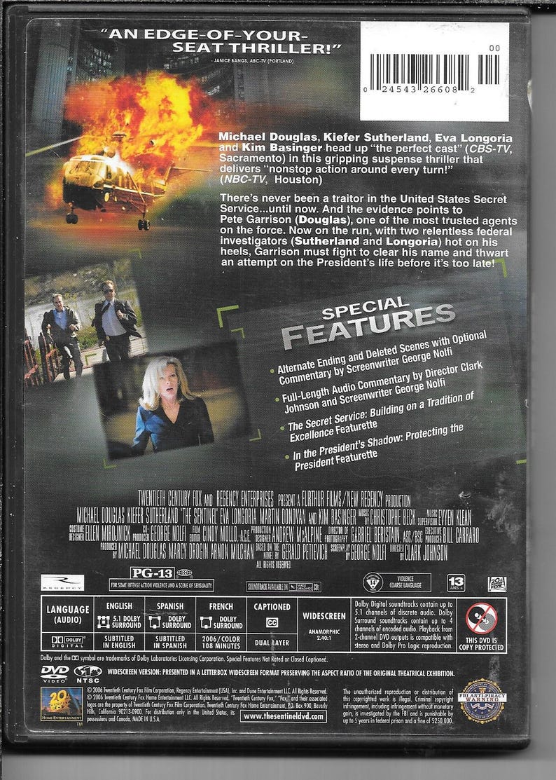 The Sentinel DVD 20th Century Fox W/spcials Looks, Plays Like New - Etsy